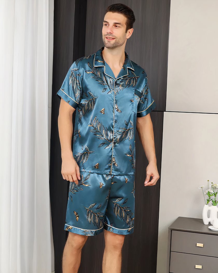 Pyjama Homme Été Satiné Deux Pièces à Manches Courtes - Mille et une ...